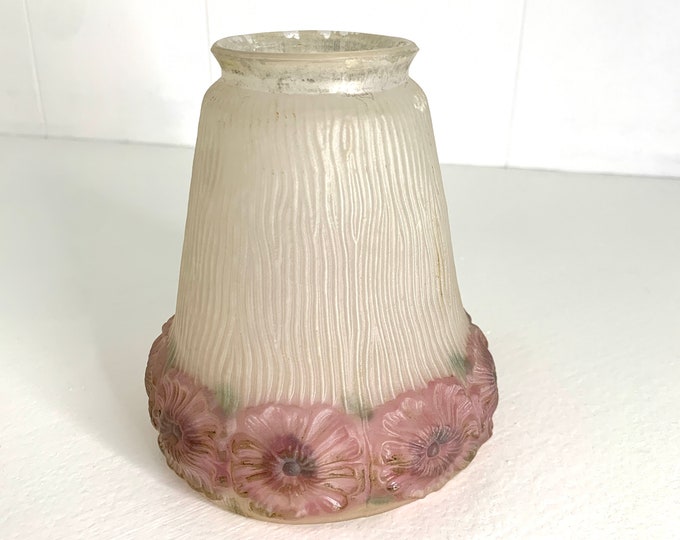 Vintage 40s/50s Frosted Clear Glass Light Fixture Shade With Painted ...