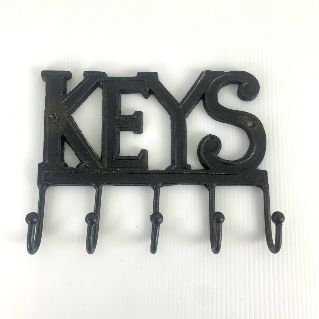 Vintage Black Wrought Iron Key Holder, Key Keeper, Key Organizer, Key ...