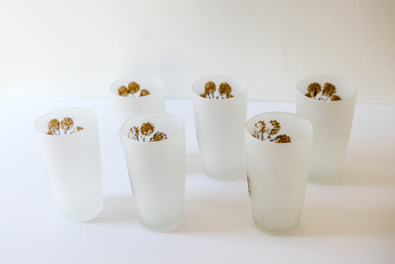 Vintage 6pc Hand Painted Frosted Tumbler Glasses United Glass - Etsy