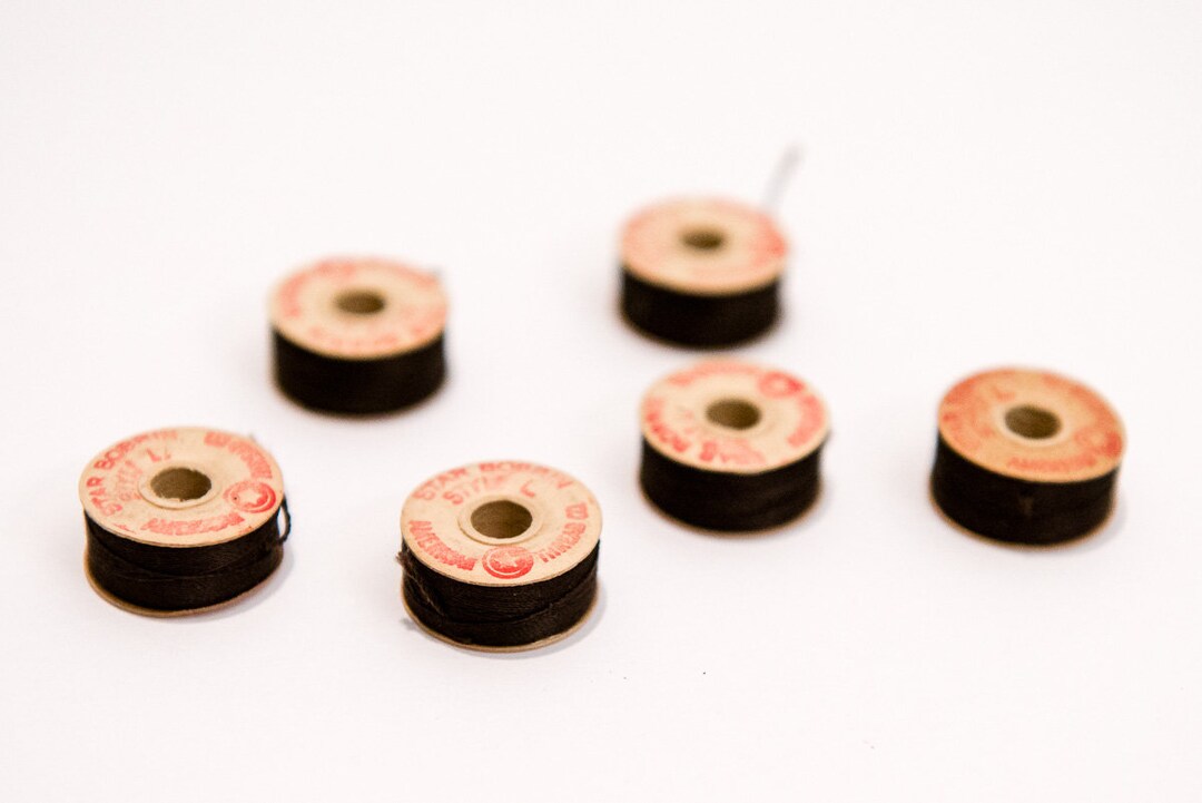 Vintage 6pc Dark Brown Filled Thread Bobbins Star Bobbin - Etsy