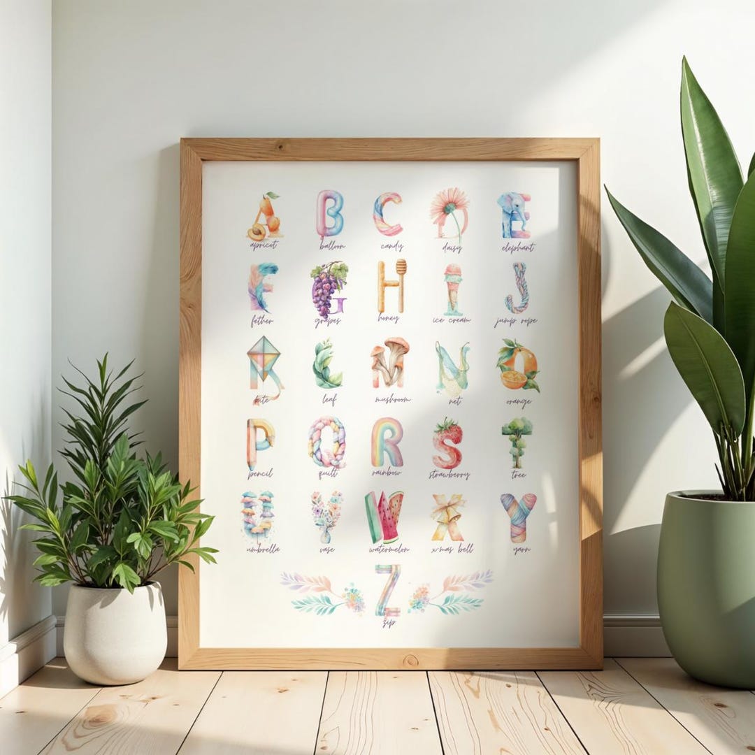 Watercolor Alphabet Printable, A–Z Nursery Wall Art, Kids Room ABC ...