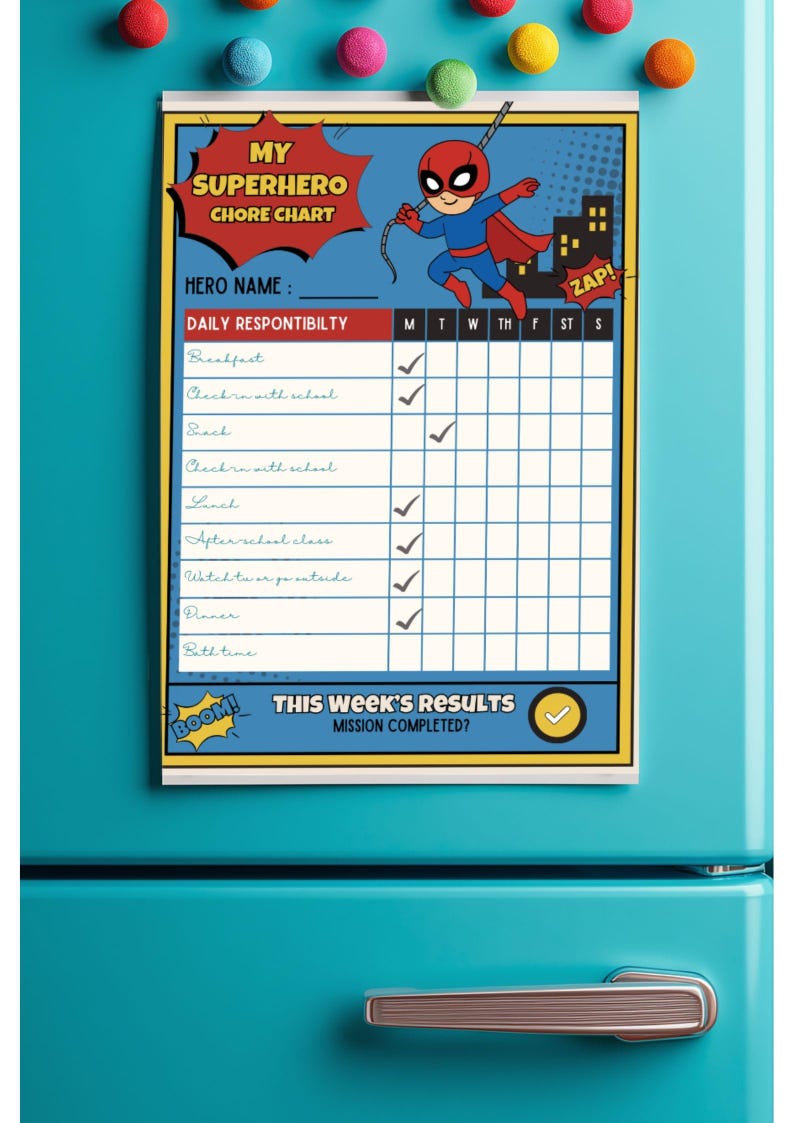 Superhero Chore | Printable PDF | Task Organizer | Kids | Children ...