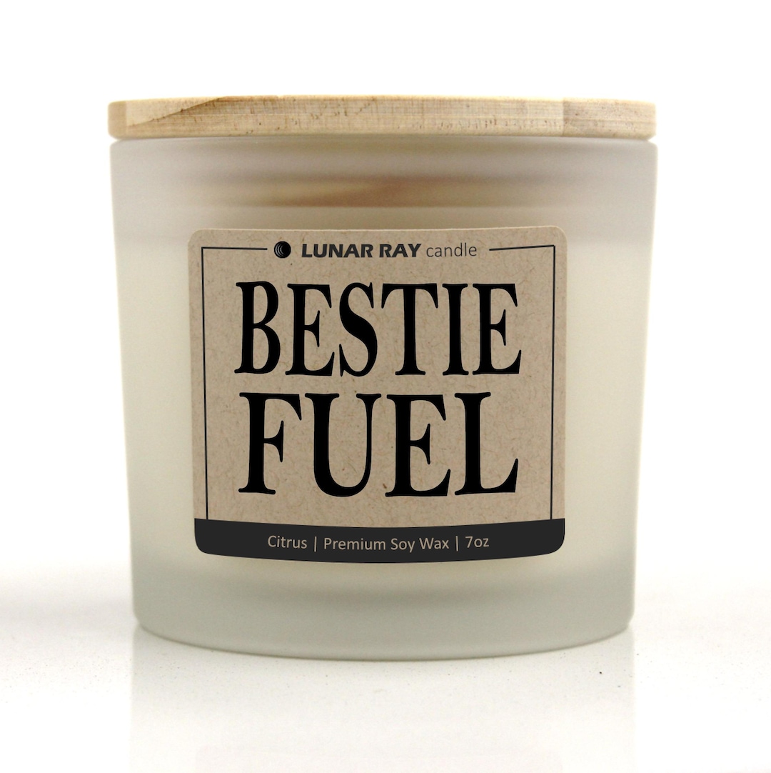 Bestie Fuel - Kraft Label, Citrus Scent, Frosted Jar, Candle - Etsy