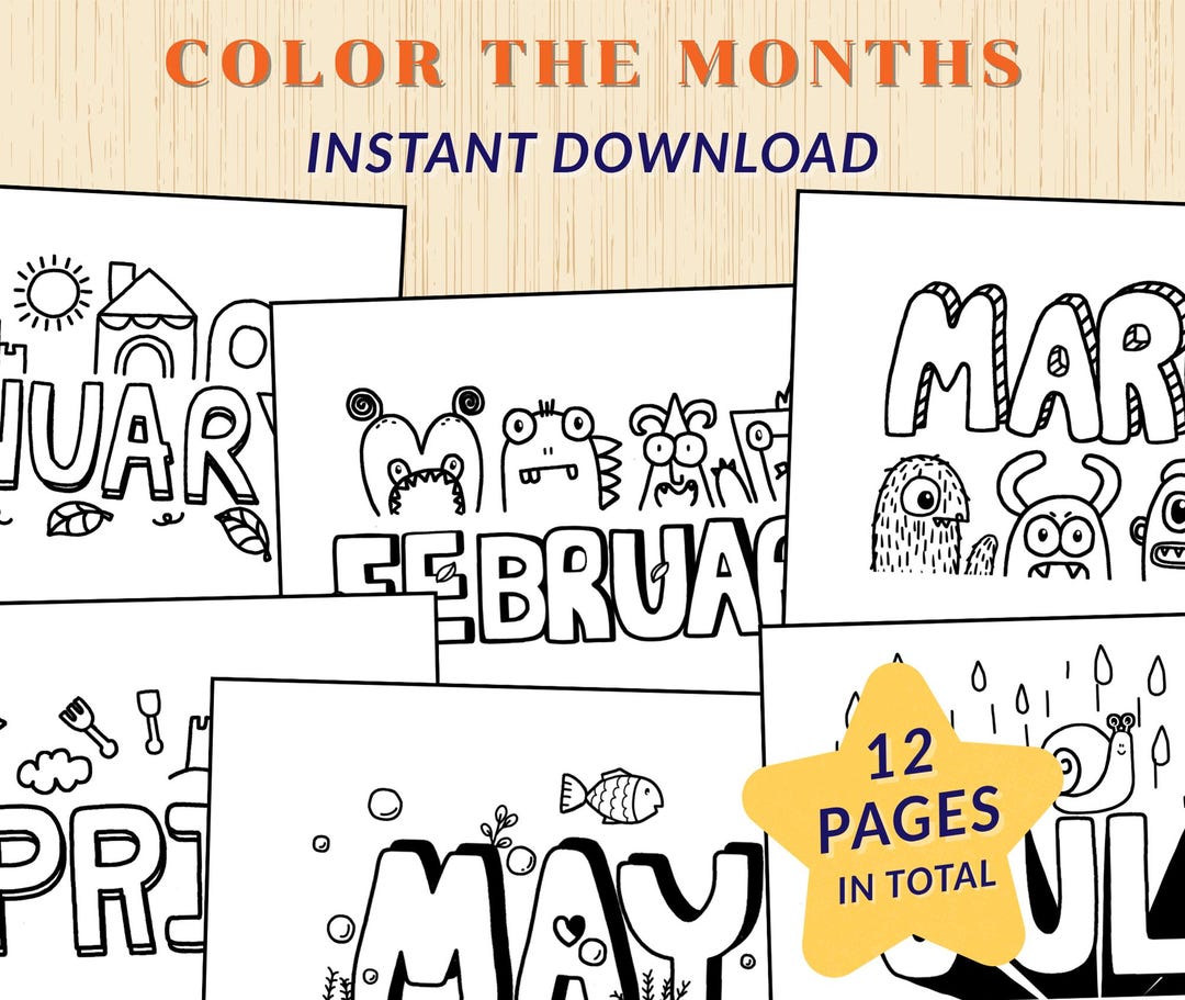 Months of the Year Coloring Pages: Printable Calendar Activity (A4 PDF ...