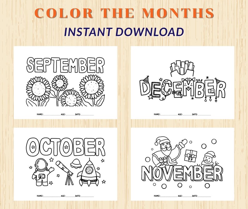 Months of the Year Coloring Pages: Printable Calendar Activity (A4 PDF ...