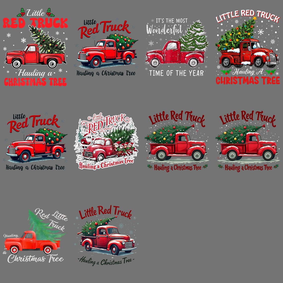 Red Trucks Santa PNG – Little Red Trucks Hauling Christmas Holiday ...
