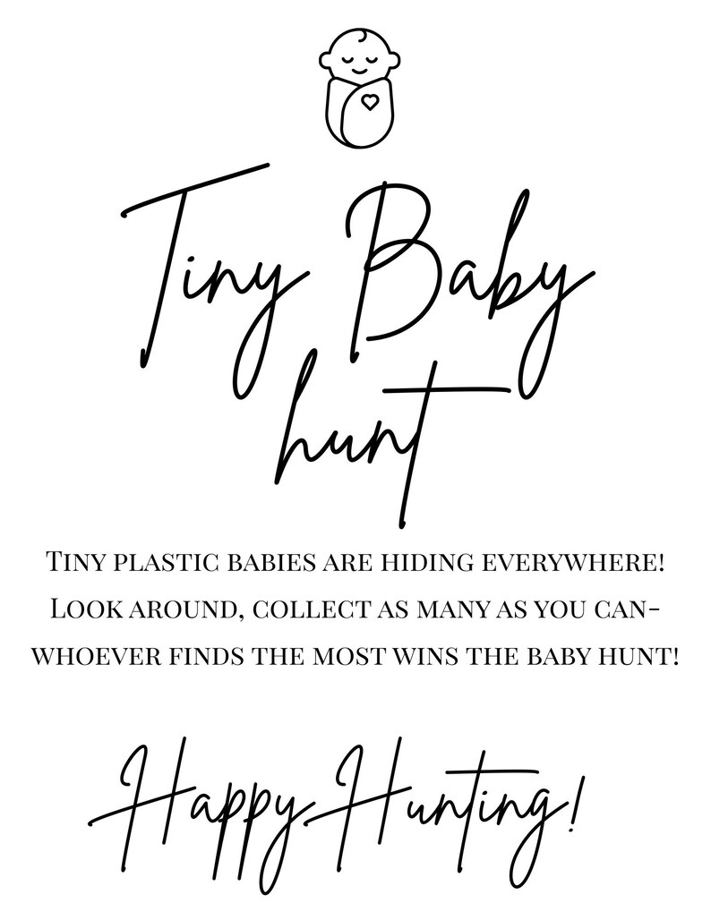 Tiny Baby Hunt Sign - Baby Shower Game (digital Download) - Etsy