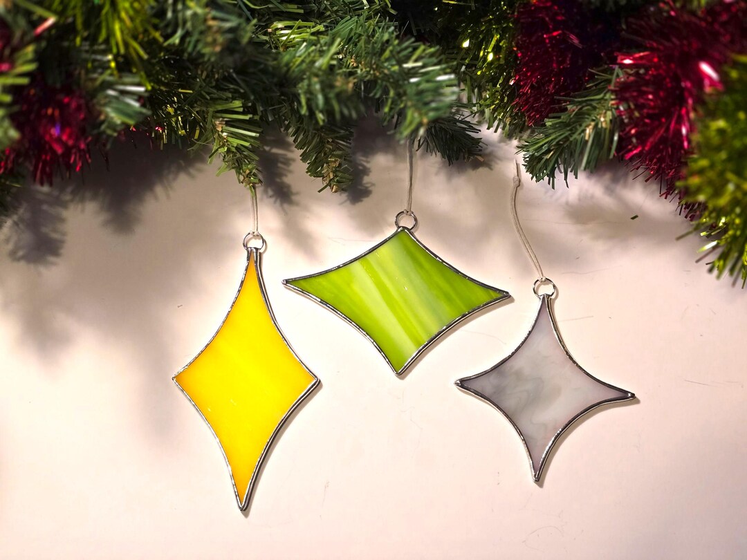 3 Piece Midcentury Modern (MCM) Stained Glass Christmas Ornaments ...