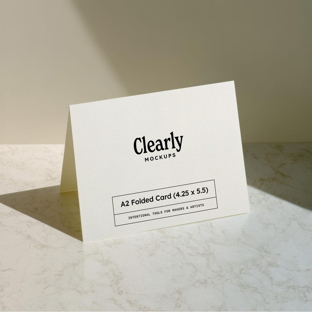 A2 Card Mockup: Horizontal 4.25x5.5, Folded Minimalist Card, Editable ...