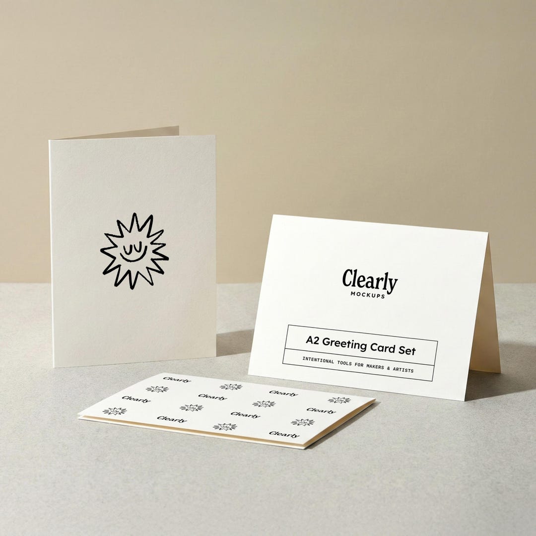 A2 Cards Mockup: Multiple Greeting Card Set, Change Background Color ...