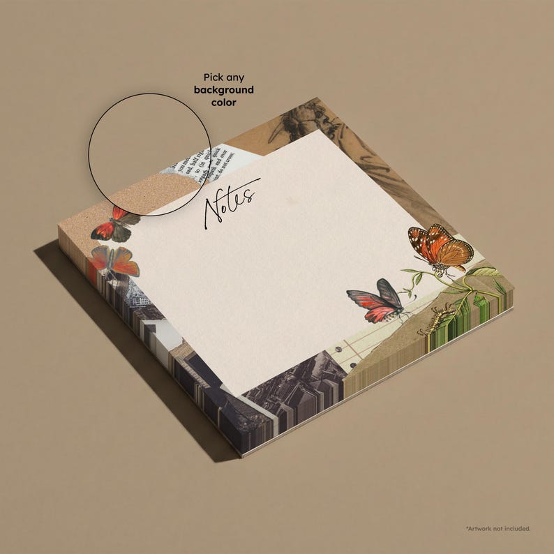 Sticky Note Mockup: Minimalist Square Notepad, Customizable Background ...