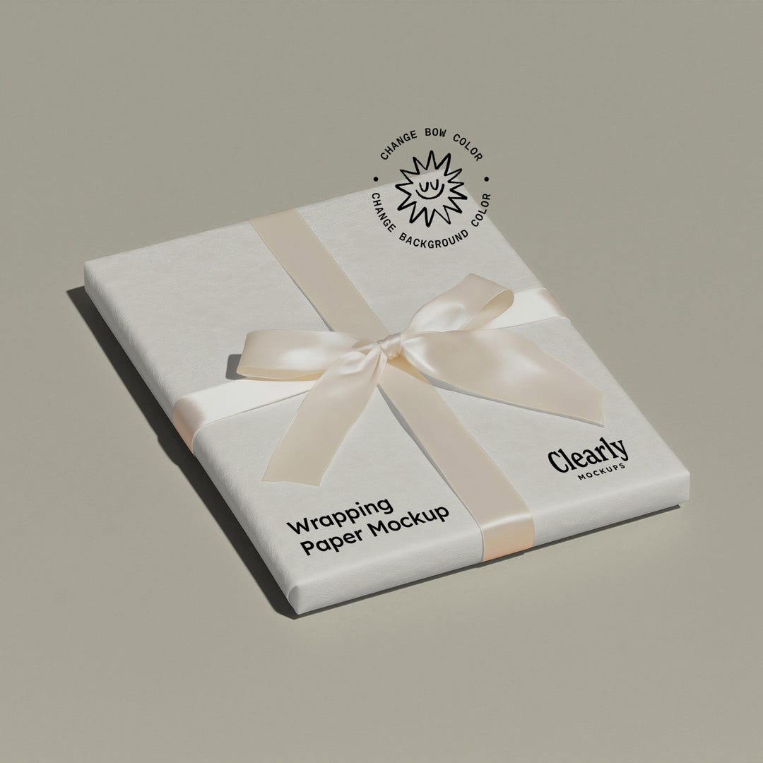 Wrapping Paper Mockup: Gift Wrap With Smart Object, Color Changing Bow ...