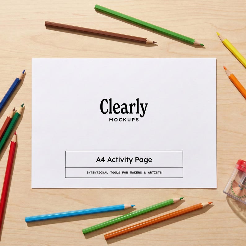 A4 Coloring Page Mockup: Landscape Activity Sheet, DIN A Ratio (PSD ...