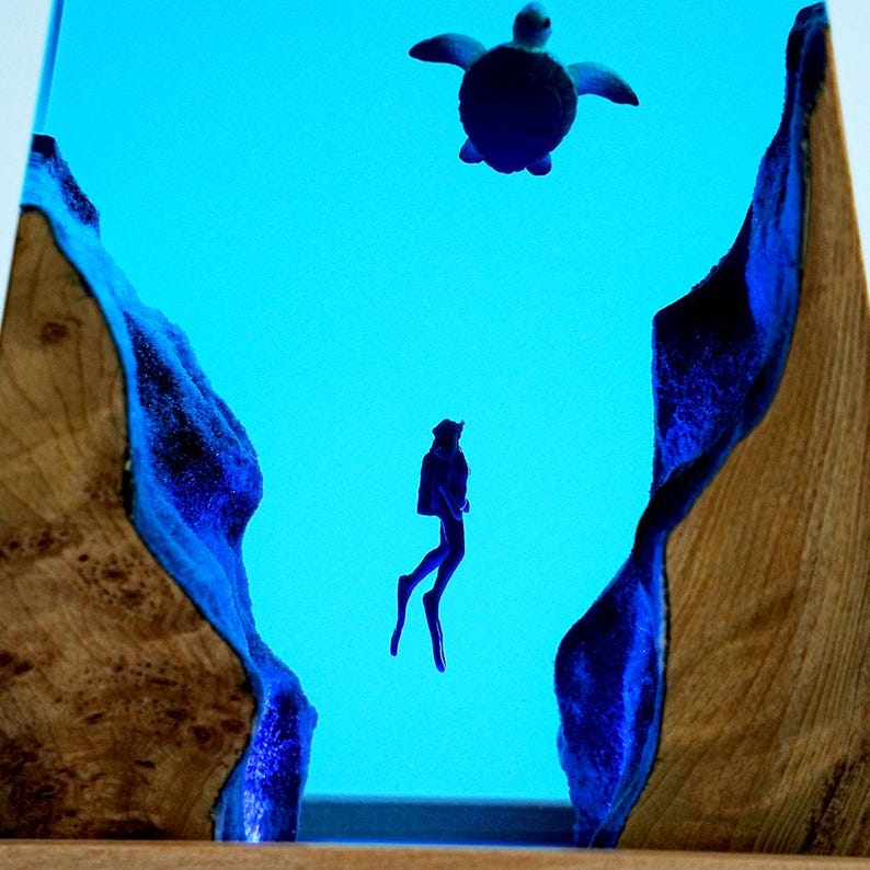 Handcrafted Resin Turtle Lamp: Bedside Table Lighting - Etsy