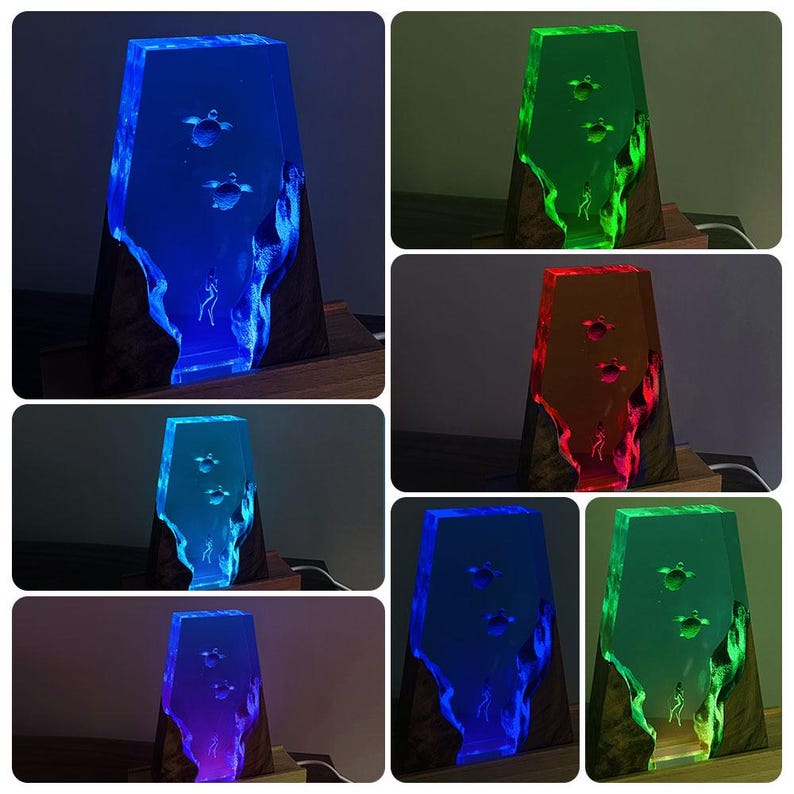 Handcrafted Resin Turtle Lamp: Bedside Table Lighting - Etsy