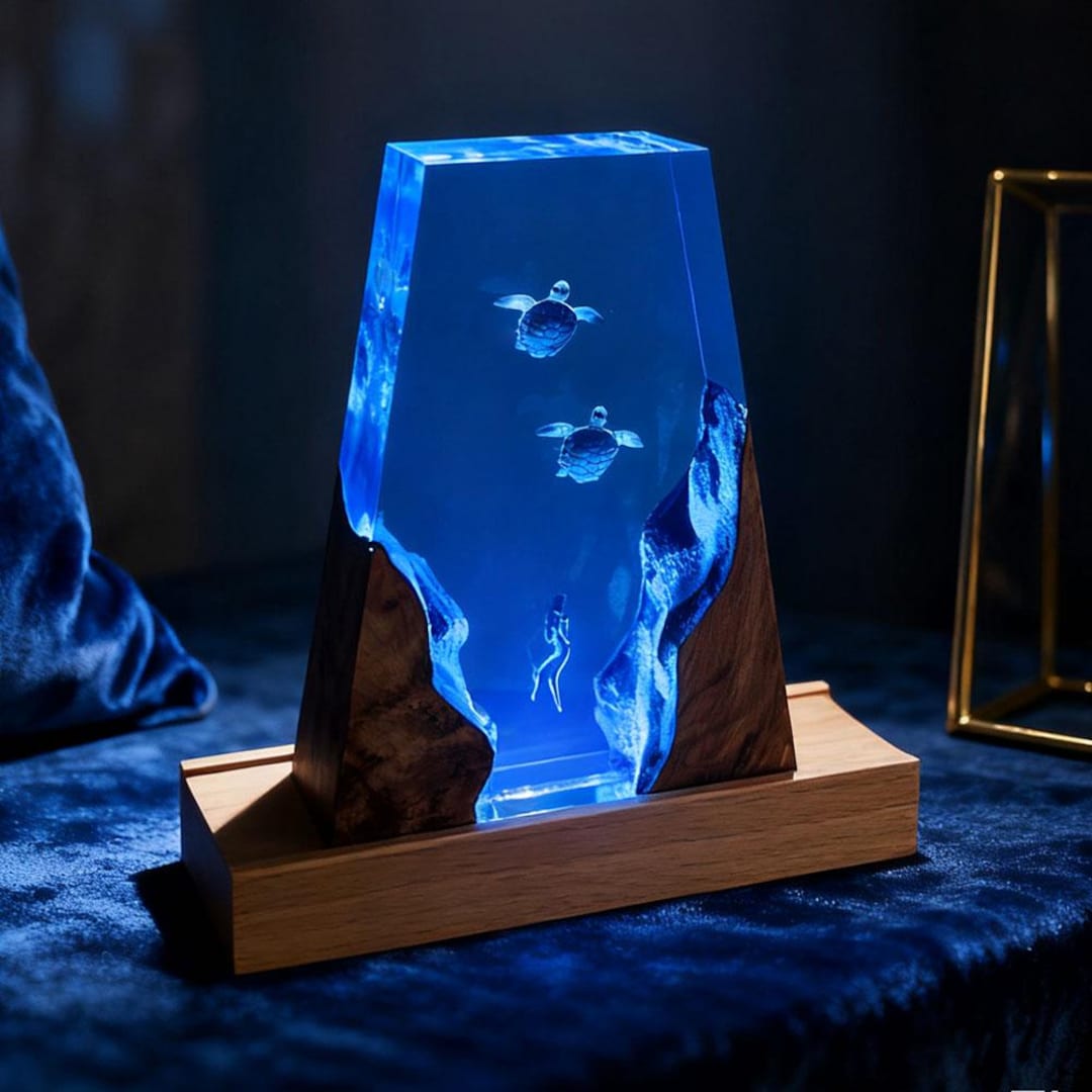 Handcrafted Resin Turtle Lamp: Bedside Table Lighting - Etsy