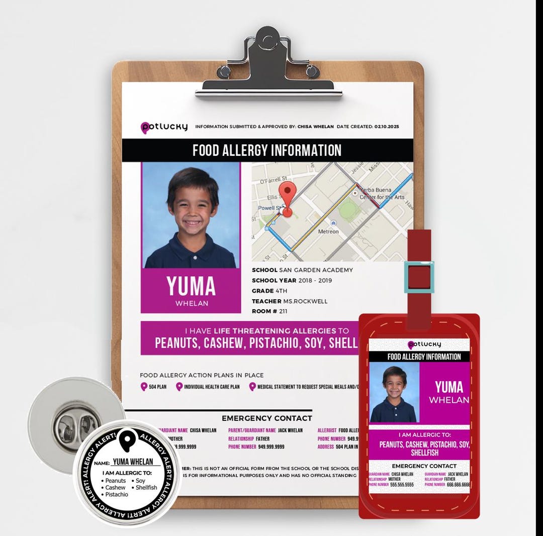 Personalized Food Allergy Graphics for School Safety (digital Product ...