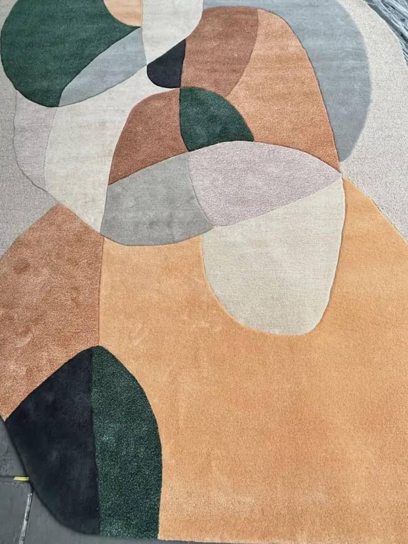 Abstract Irregular Shape Rug, Wool Modern Area Carpet - Etsy