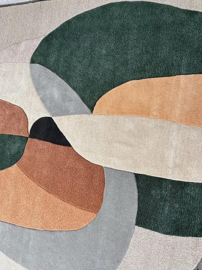 Abstract Irregular Shape Rug, Wool Modern Area Carpet - Etsy