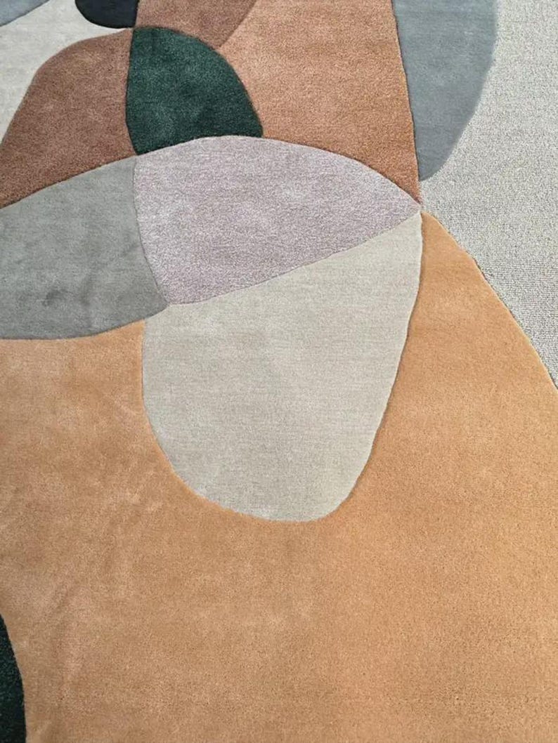 Abstract Irregular Shape Rug, Wool Modern Area Carpet - Etsy