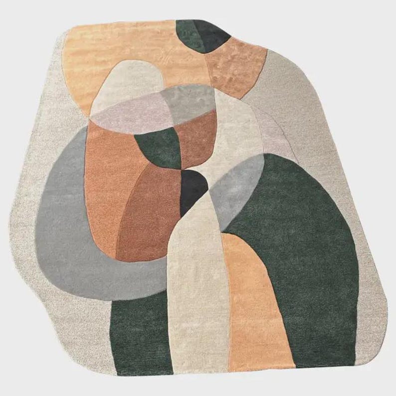 Abstract Irregular Shape Rug, Wool Modern Area Carpet - Etsy
