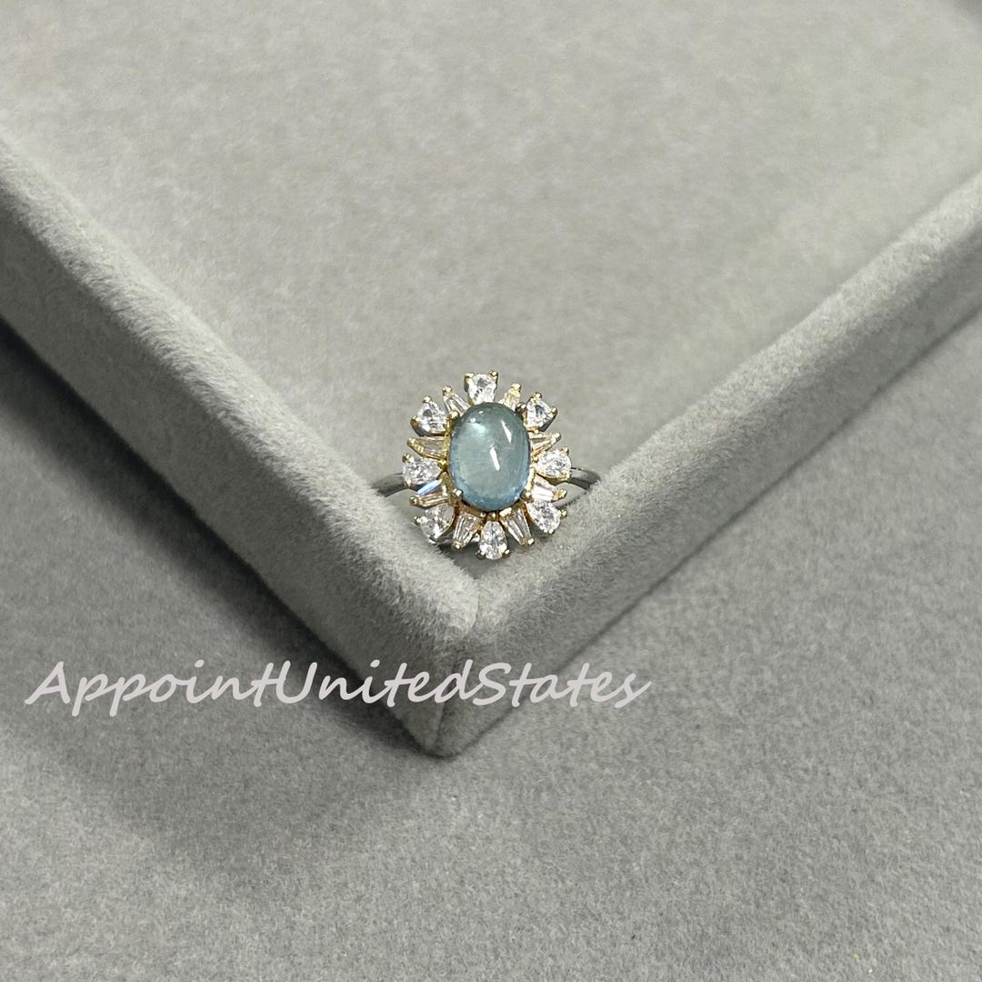 Light Blue Crystal Ring With Sparkling Zircons, Adjustable Ring - Etsy