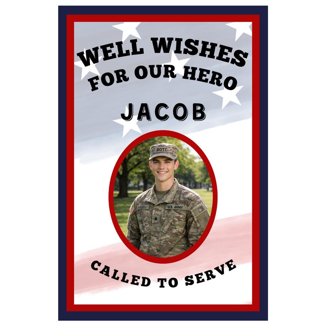 Military Farewell Going Away Party Sign - Editable Canva Template ...