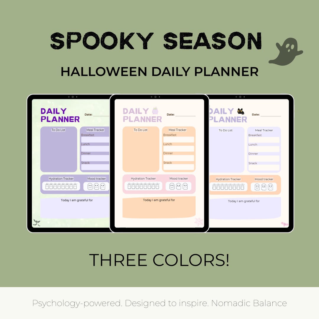 Halloween Daily Planner | Printable Daily Self-care Tracker | Digital ...