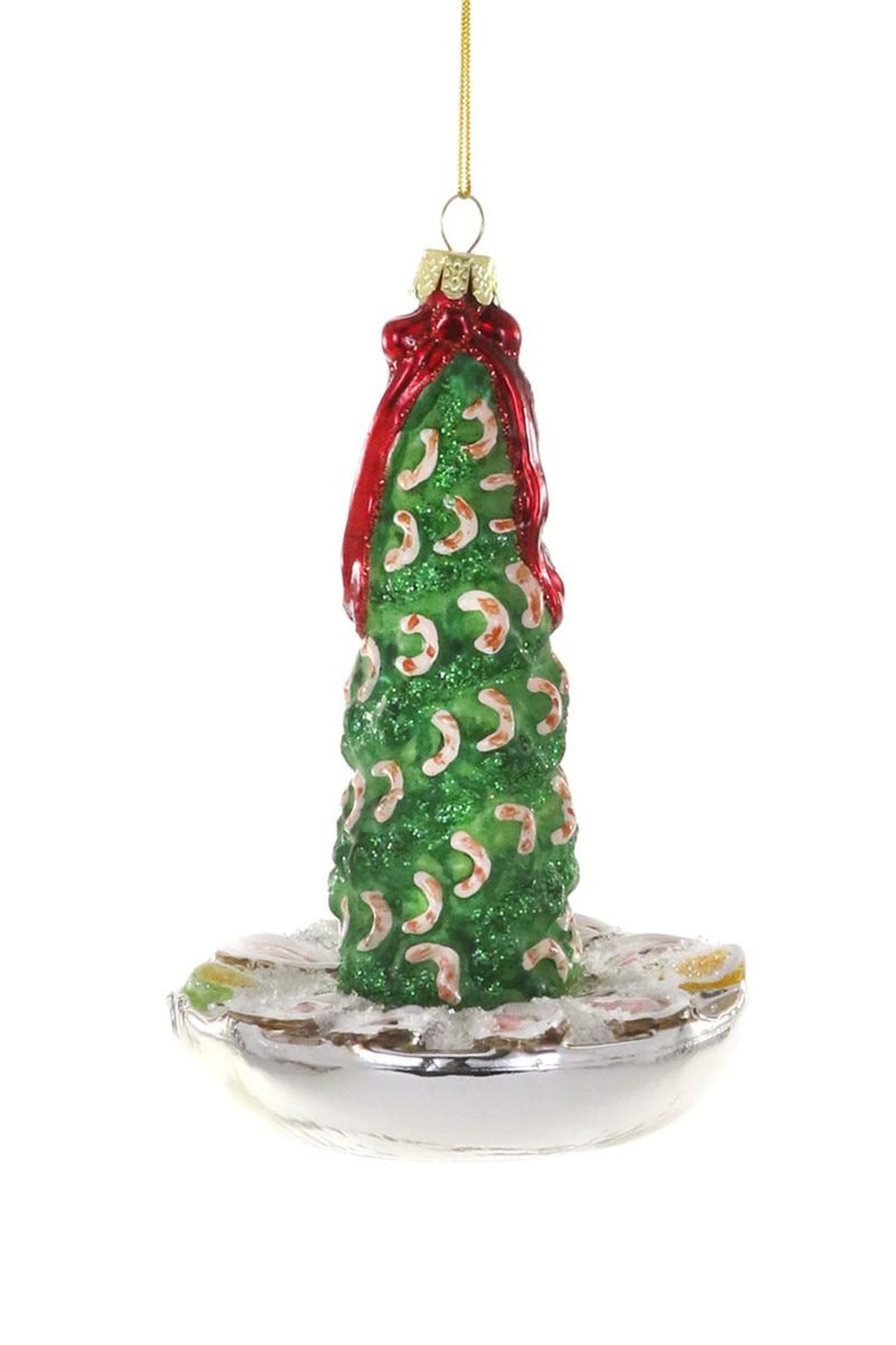 Retro Shrimp Cocktail Party Tree Glass Ornament | Foodie Christmas Tree ...