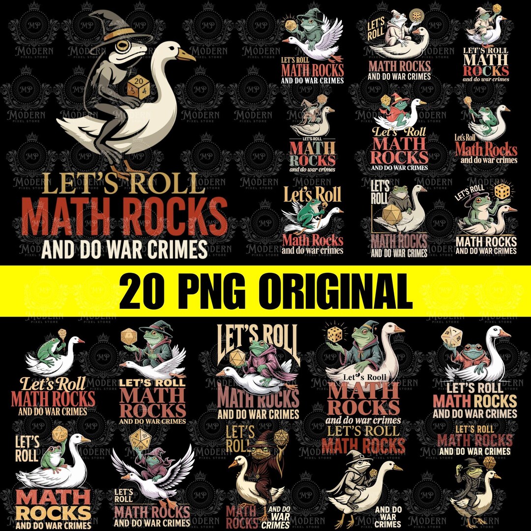 20 Math Rocks Digital, DND Goose Frog Art, War Crimes, D20, Funny ...