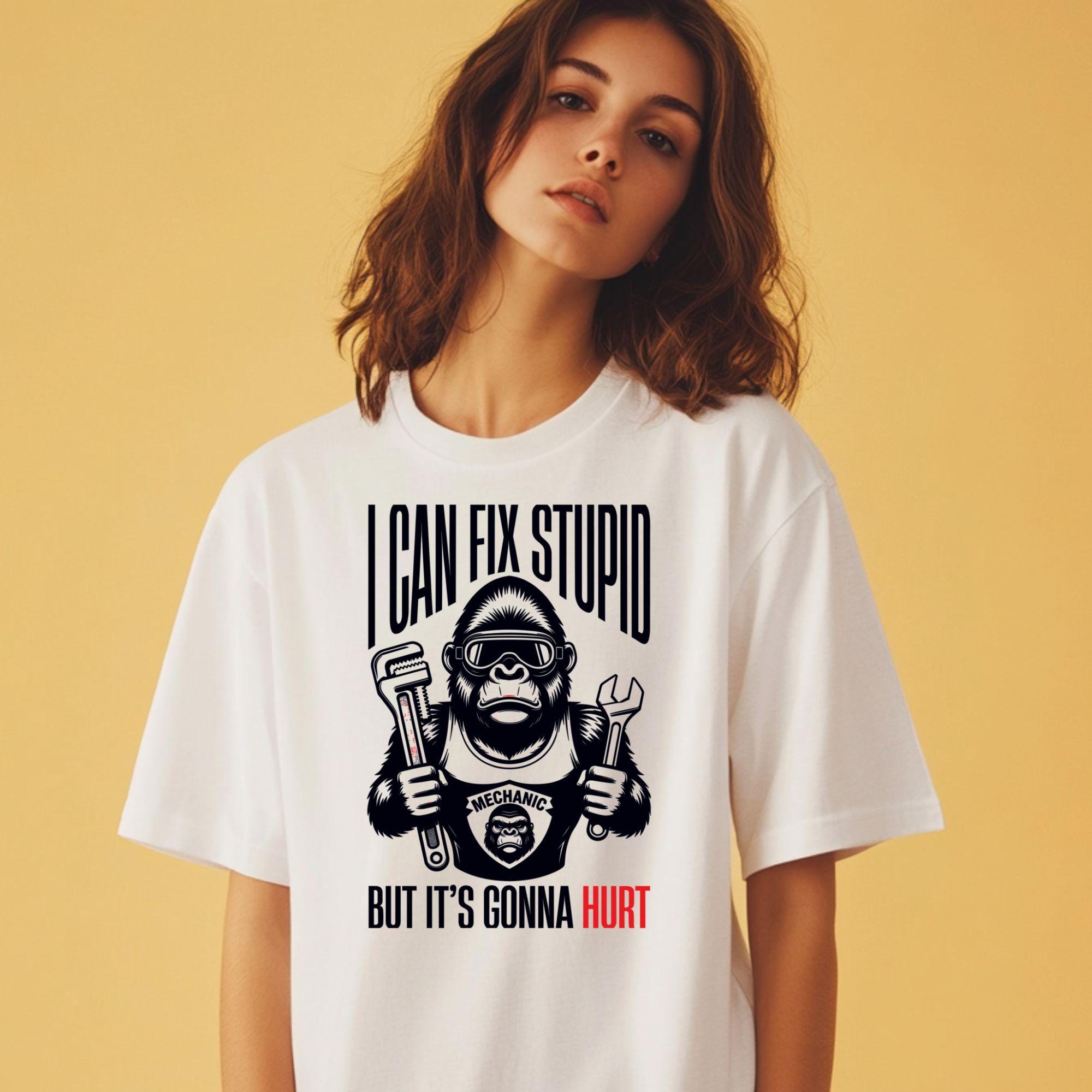 20 I Can Fix Stupid – Funny Mechanic Gorilla PNG, Wrench Monkey ...