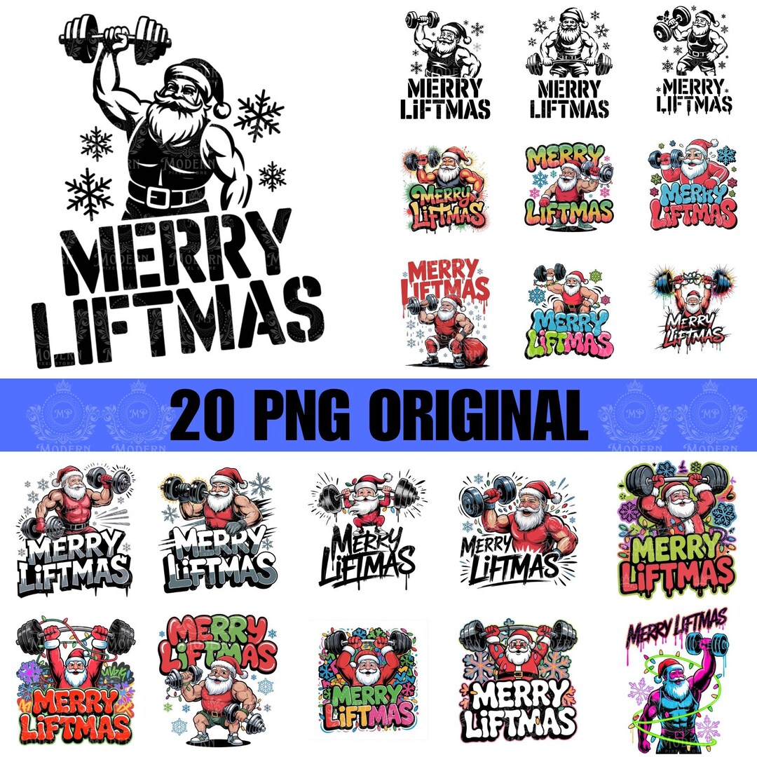 20 Merry Liftmas PNG, Gym Barbell Lights Sublimation, Funny Workout ...