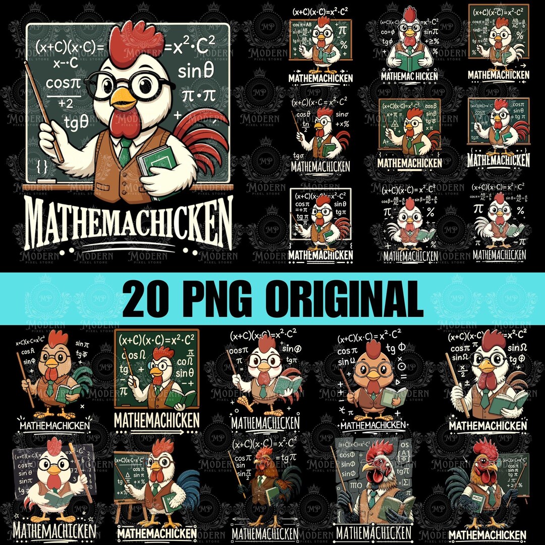 20 Funny Math Chicken Digital Design, Chicken Teacher Art, Cute Rooster ...