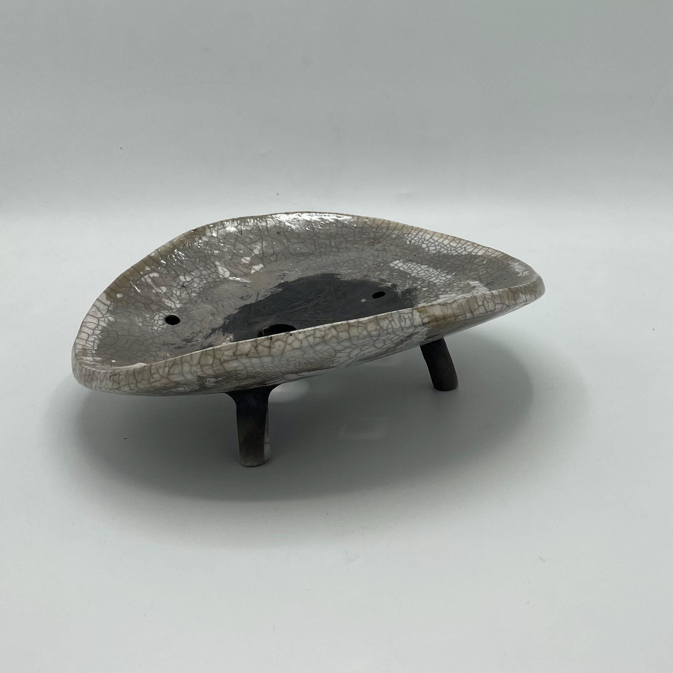 Handbuilt Raku Pot With White Crackle Glaze and Black Accents - Etsy