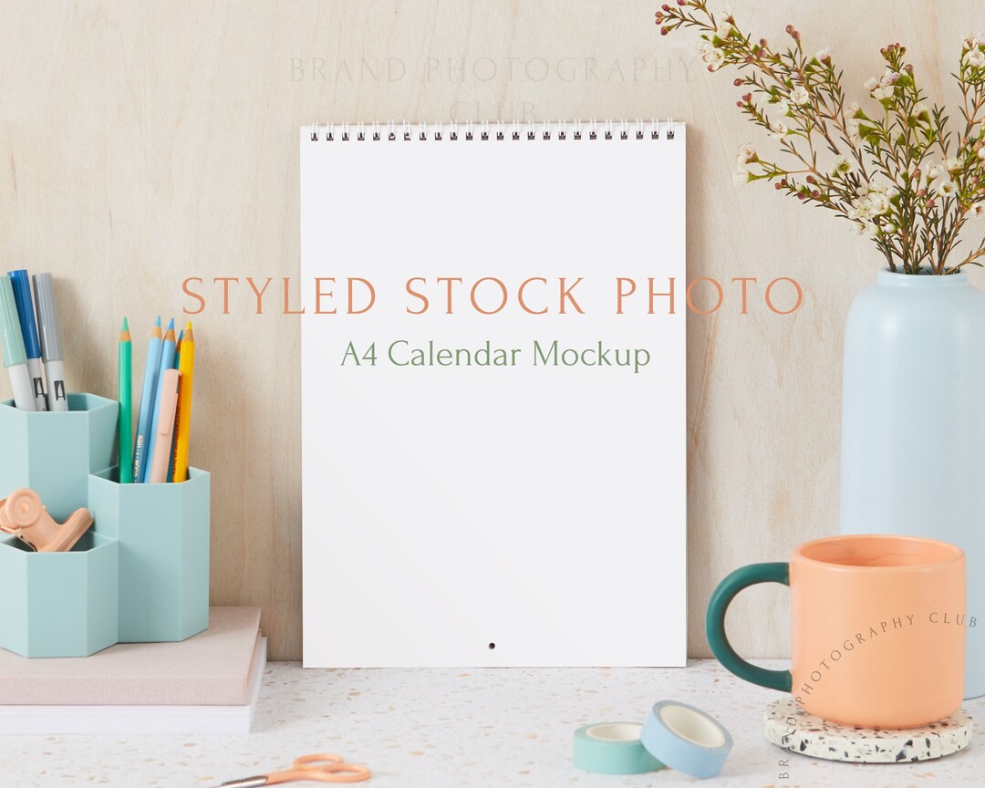 Calendar Mockup - Desk - A4 Digital Styled Stock Photo - PSD & JPEG - Etsy