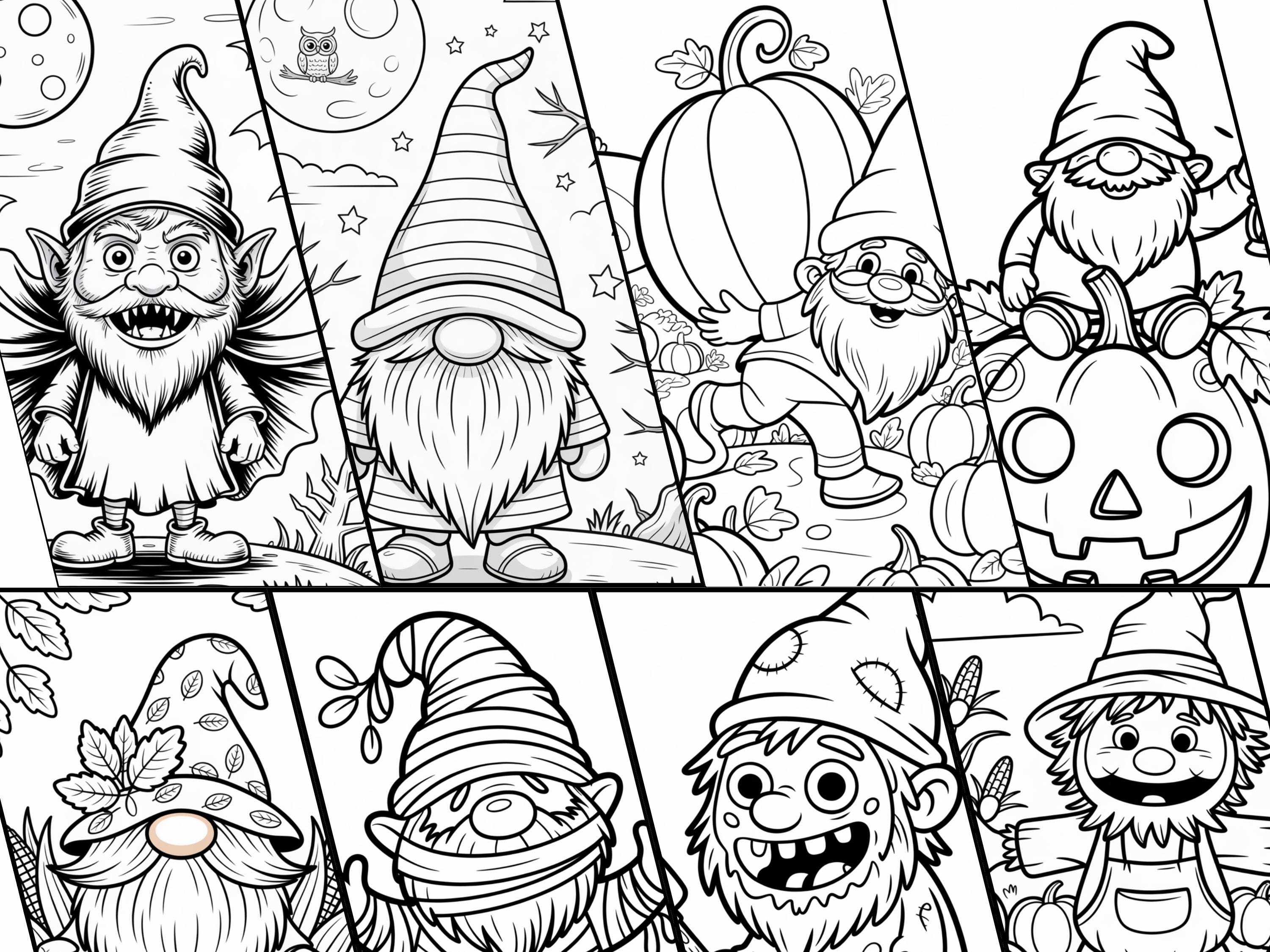 Gnome Halloween Coloring Pages – Spooky Gnome Coloring Printable ...