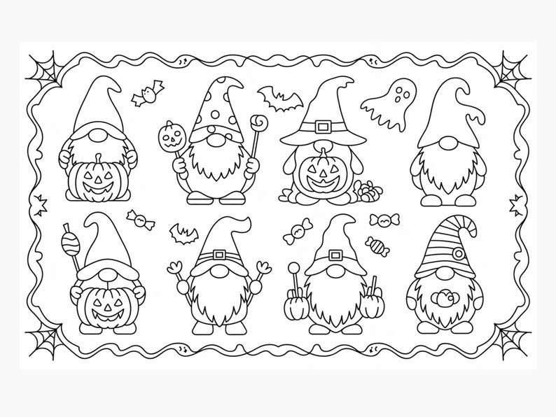 Gnome Halloween Coloring Pages – Spooky Gnome Coloring Printable ...