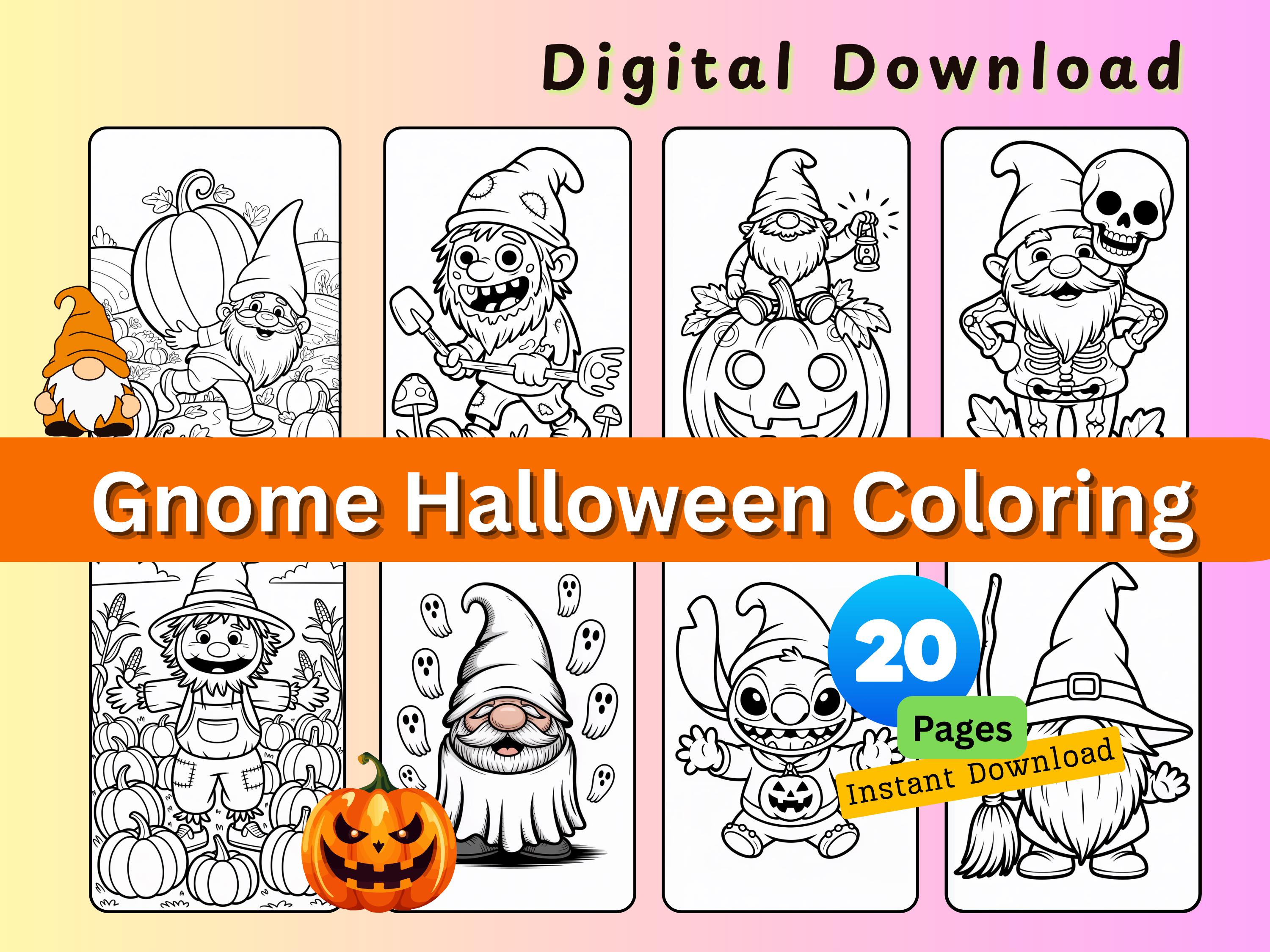 Gnome Halloween Coloring Pages – Spooky Gnome Coloring Printable ...