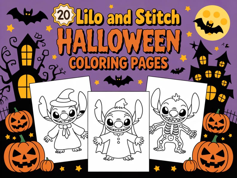 Lilo and Stitch Halloween Coloring Pages | 30 Cute Stitch Printable ...