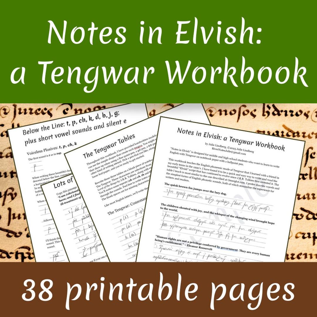 Elvish (tengwar) Handwriting Workbook | Learn to Write in Elvish Script ...
