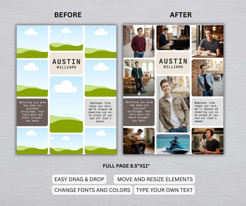 Editable Senior Yearbook Ad Template | Full, Half, Quarter Page | Canva ...