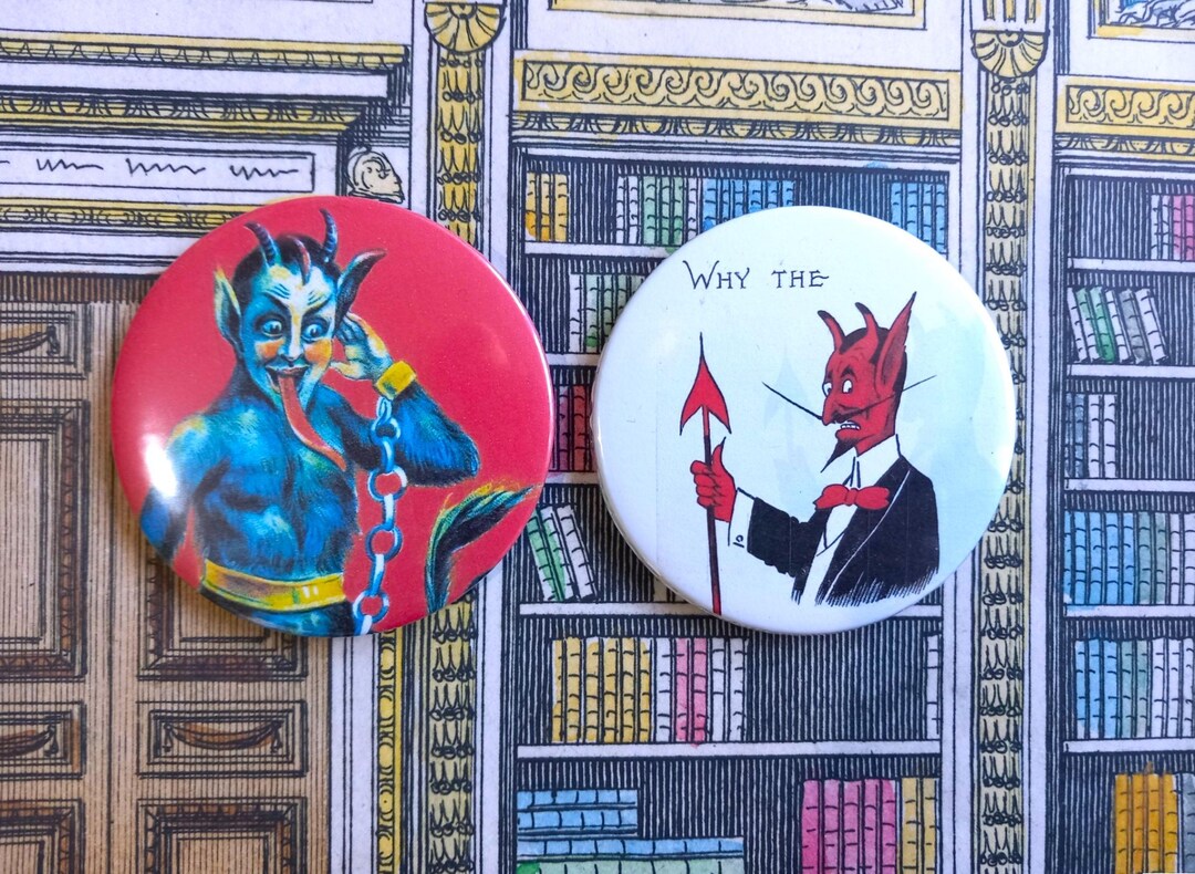 Two 3 Inch Devil Badges - Etsy