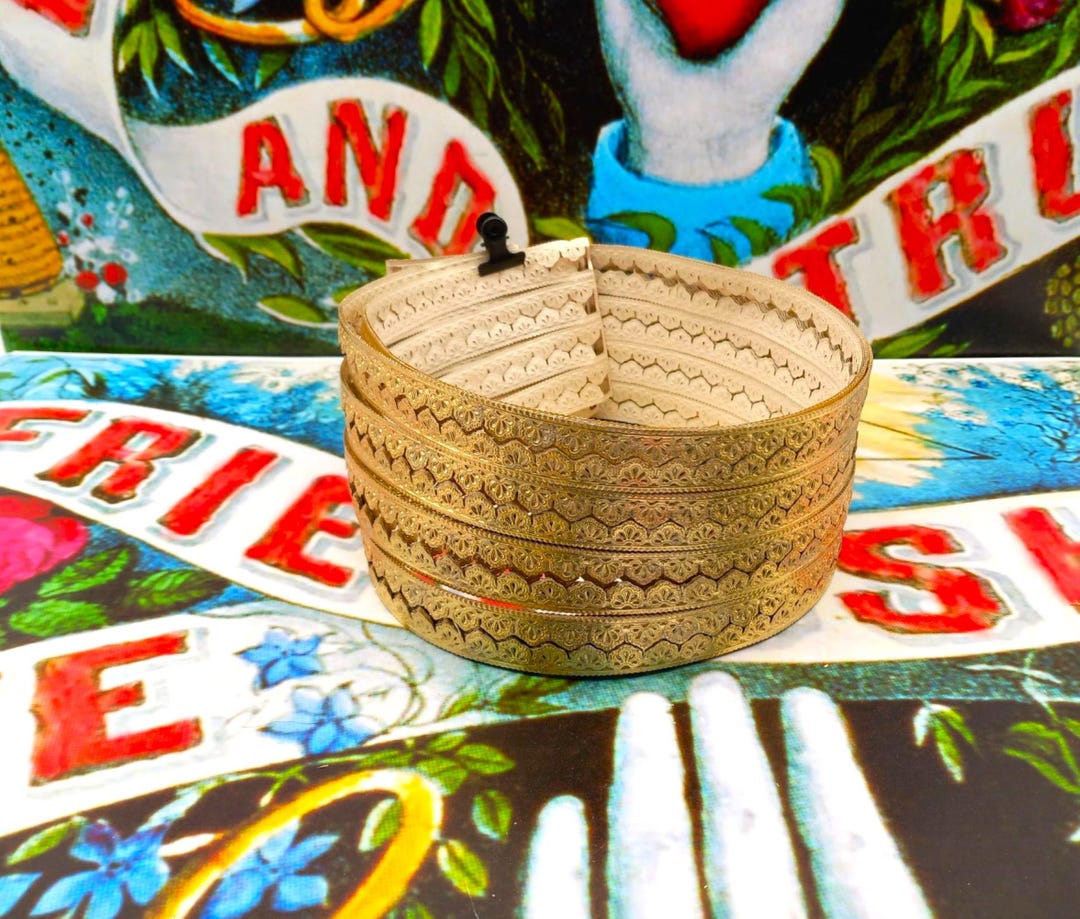 12 Metres Vintage Gold Foil Paper Backed Trims - Etsy