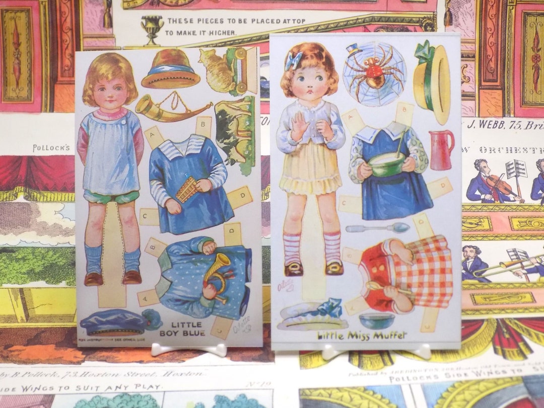 Two Paper Doll Postcards - Etsy