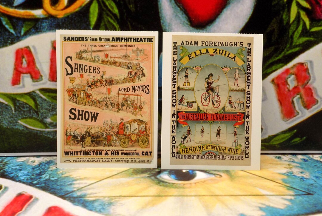 9 Victorian Sideshow and Circus Themed Postcards - Etsy