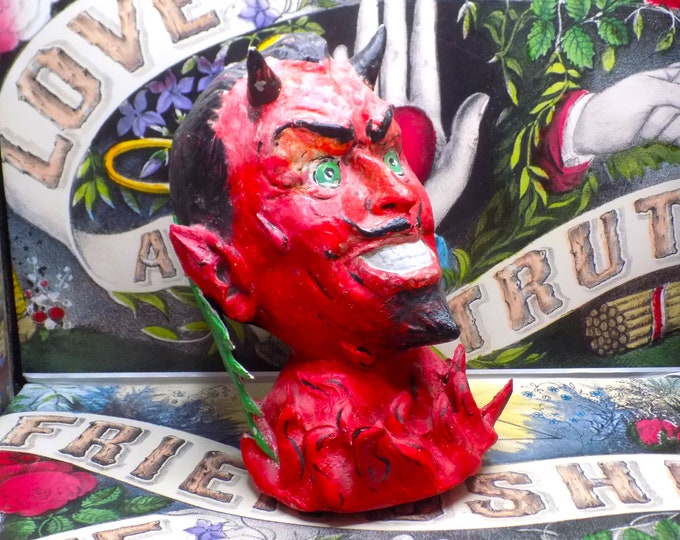 Large Paper Mache Devil Bust - Etsy