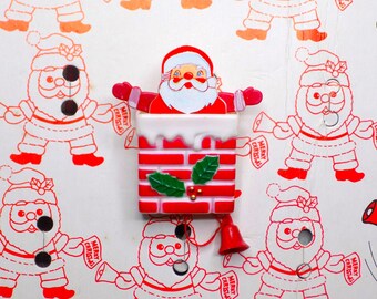 Vintage Interactive Plastic Santa Pop up Chimney Pin Brooch Christmas ...