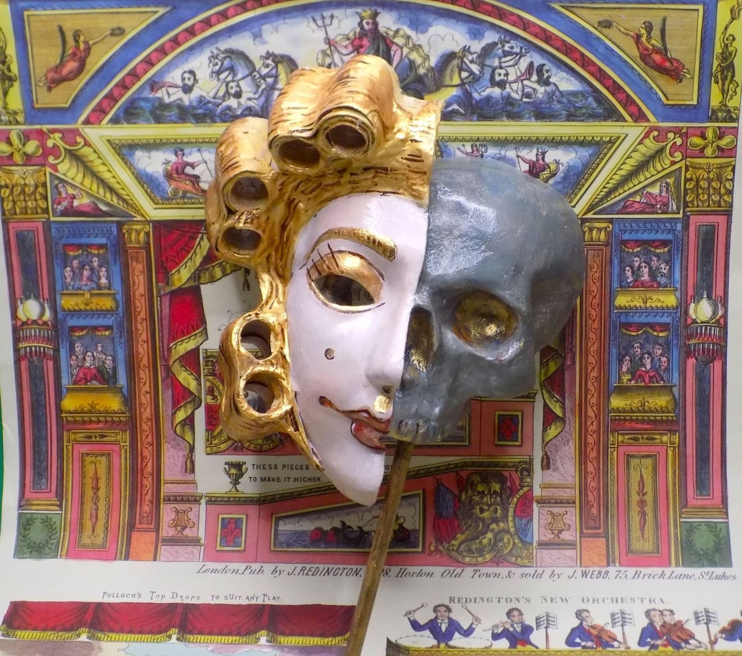 Half Face and Skull Mask - Etsy