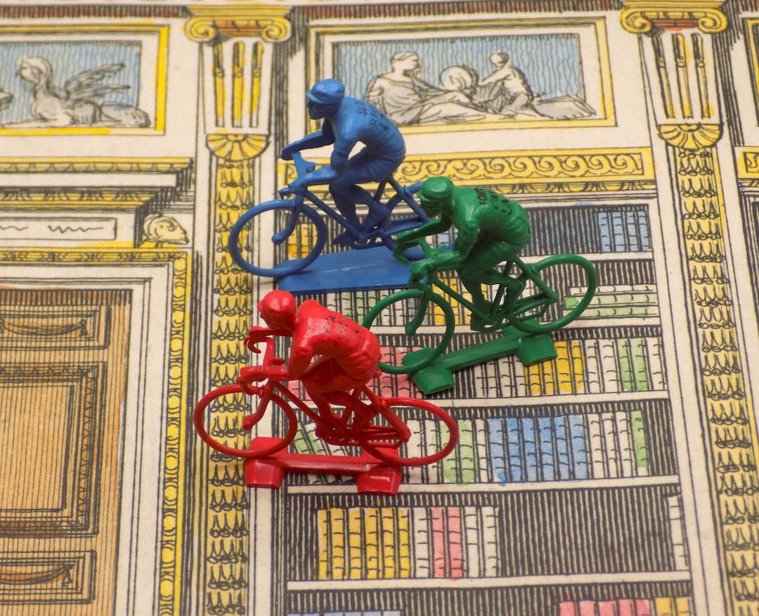 Vintage Red Mini Cyclist Toy Figure - Etsy
