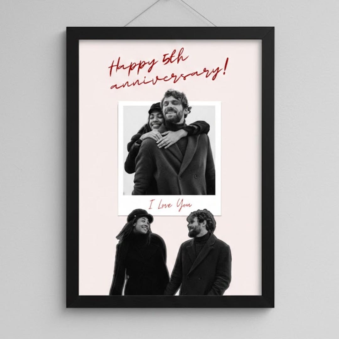 Custom Couples Happy Anniversary Photo Poster, Personalized King and ...